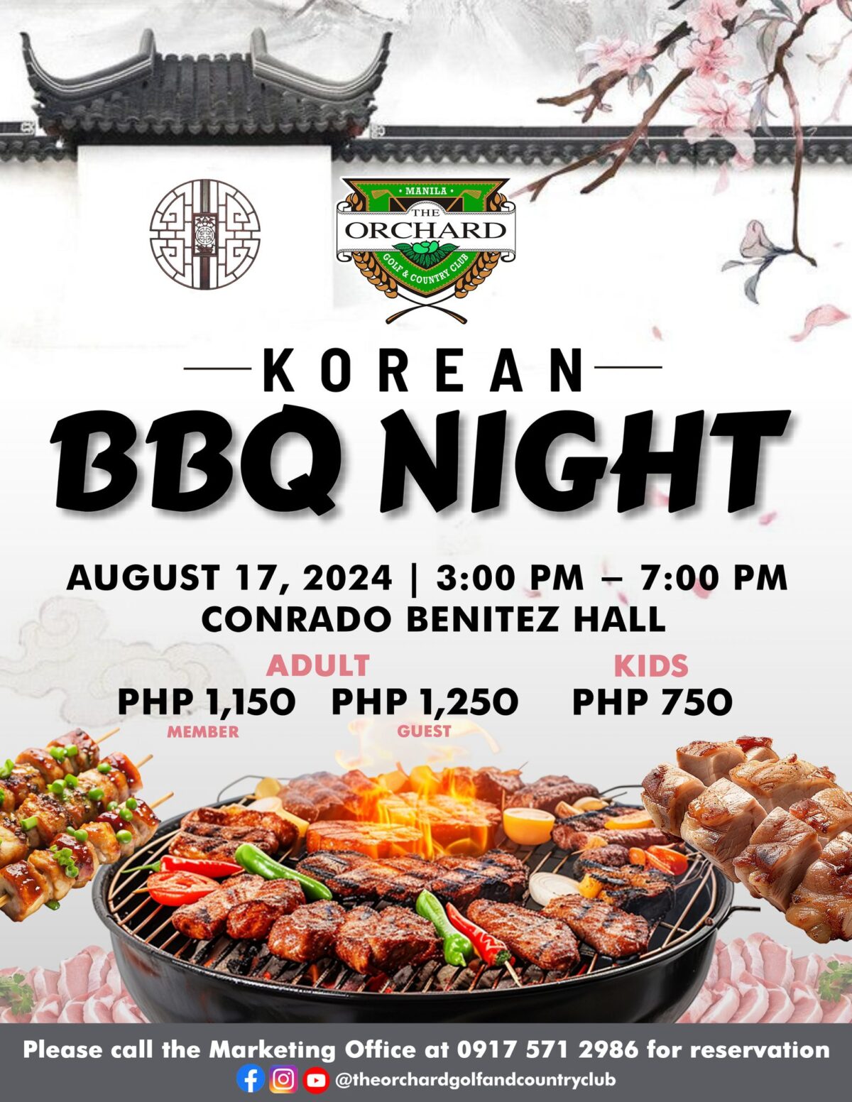 The Orchard Golf & Country Club - Korean BBQ Night | Aug 17, 2024